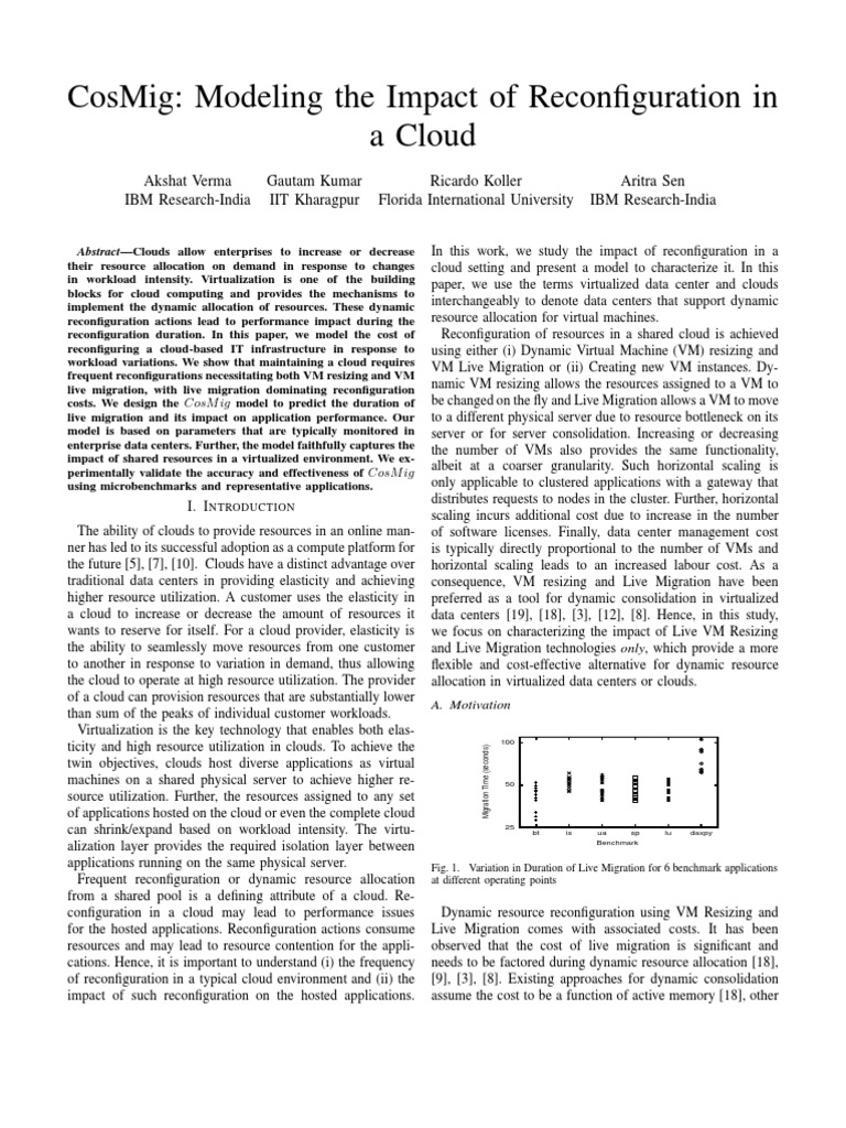 Cosmig: Modeling The Impact of Reconfiguration in A Cloud | PDF ...