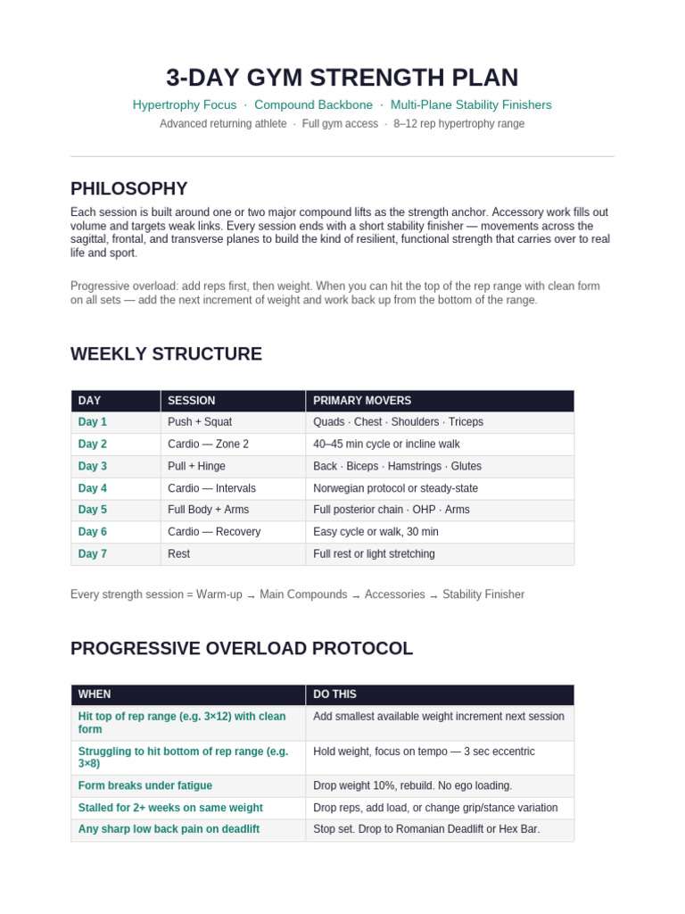 Gym Strength Plan | PDF | Weight Training | Musculoskeletal System
