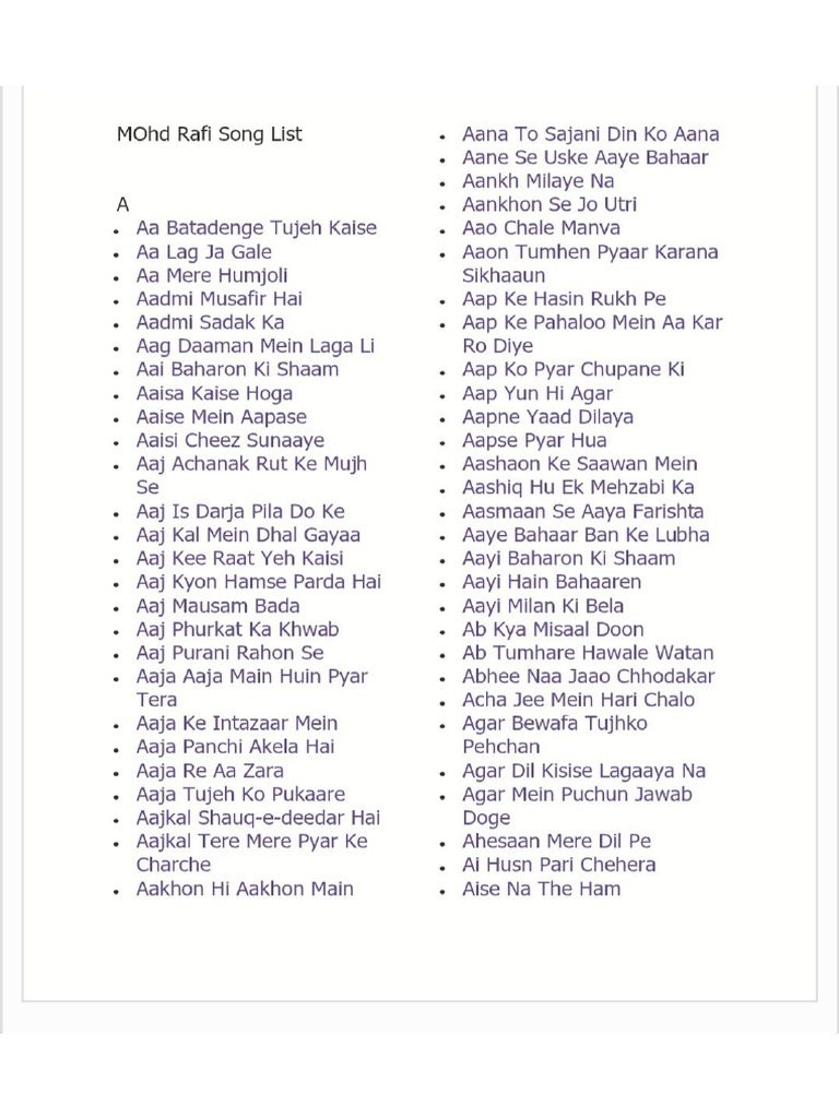MD Rafi Ji Songs | PDF