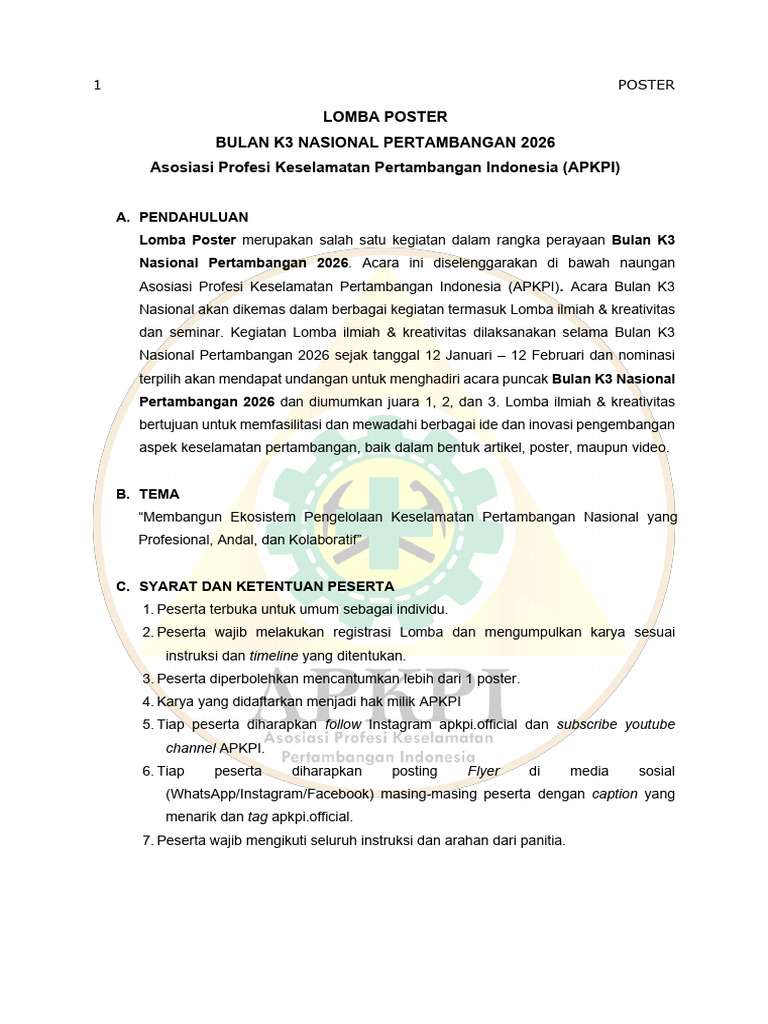 GUIDEBOOK Lomba Poster BK3N Pertambangan 2026 | PDF