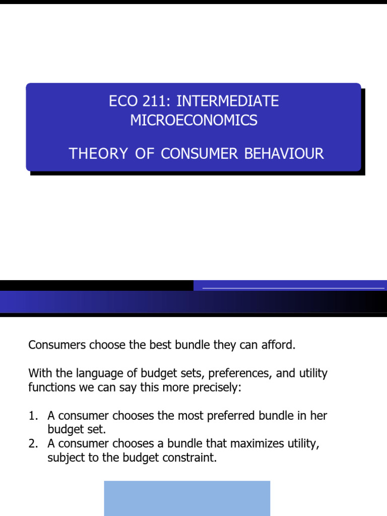 Lecture 1b Theory of Consumer Behaviour | PDF | Microeconomics | Consumers