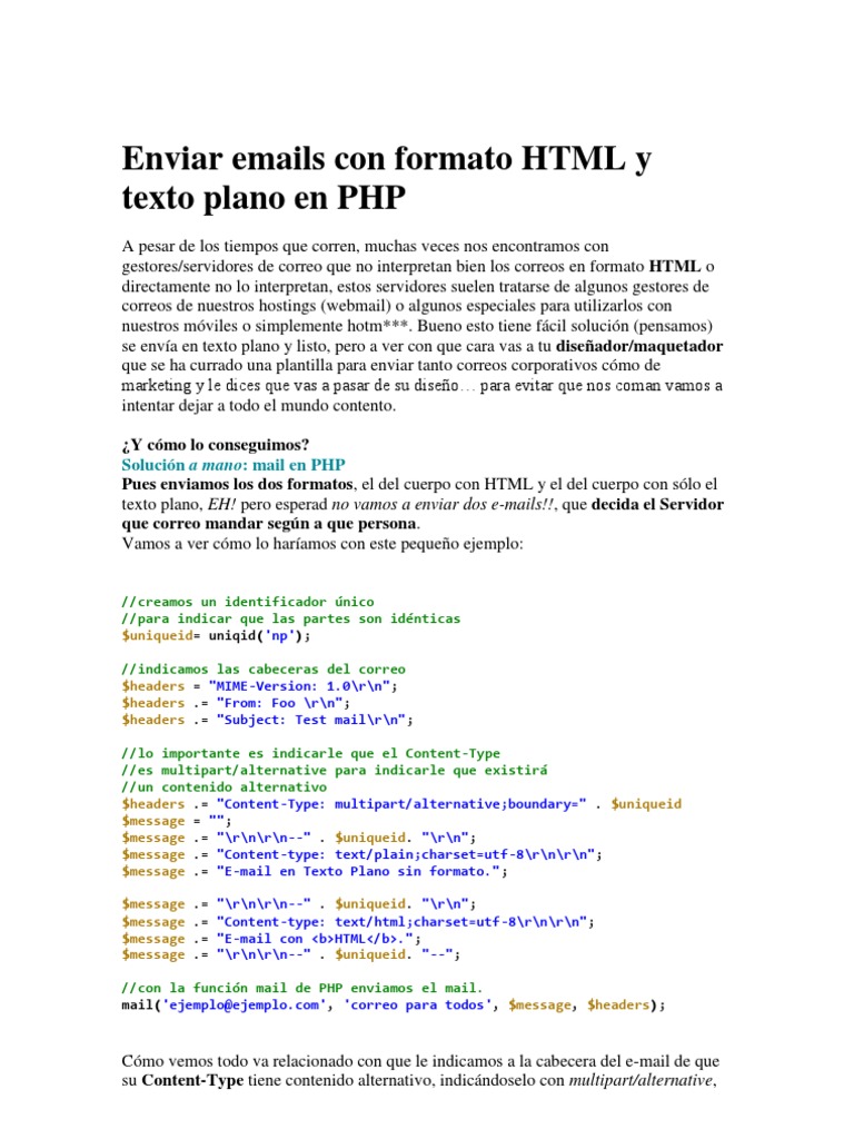 Enviar Correo Formato HTML Plano | PDF | Correo electrónico | HTML