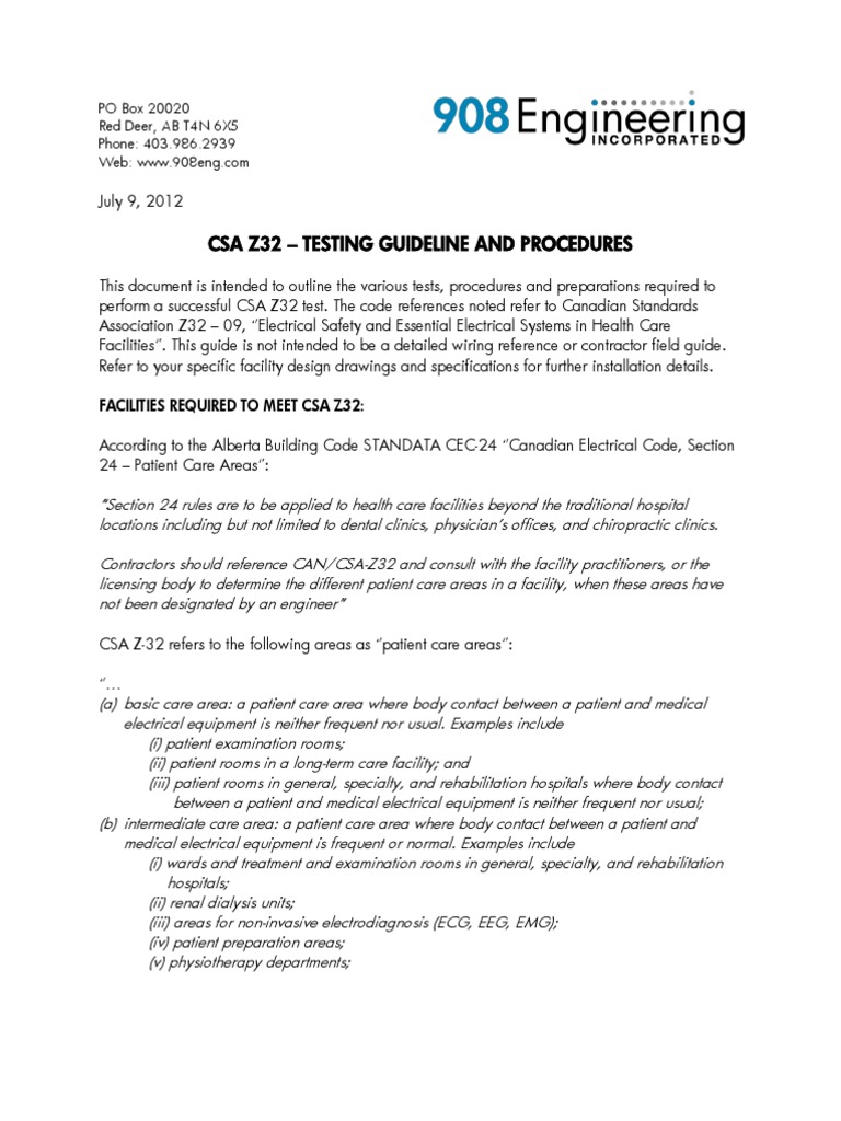 Csa Z32 - Testing Guideline and Procedures: PO Box 20020 Red Deer, AB ...