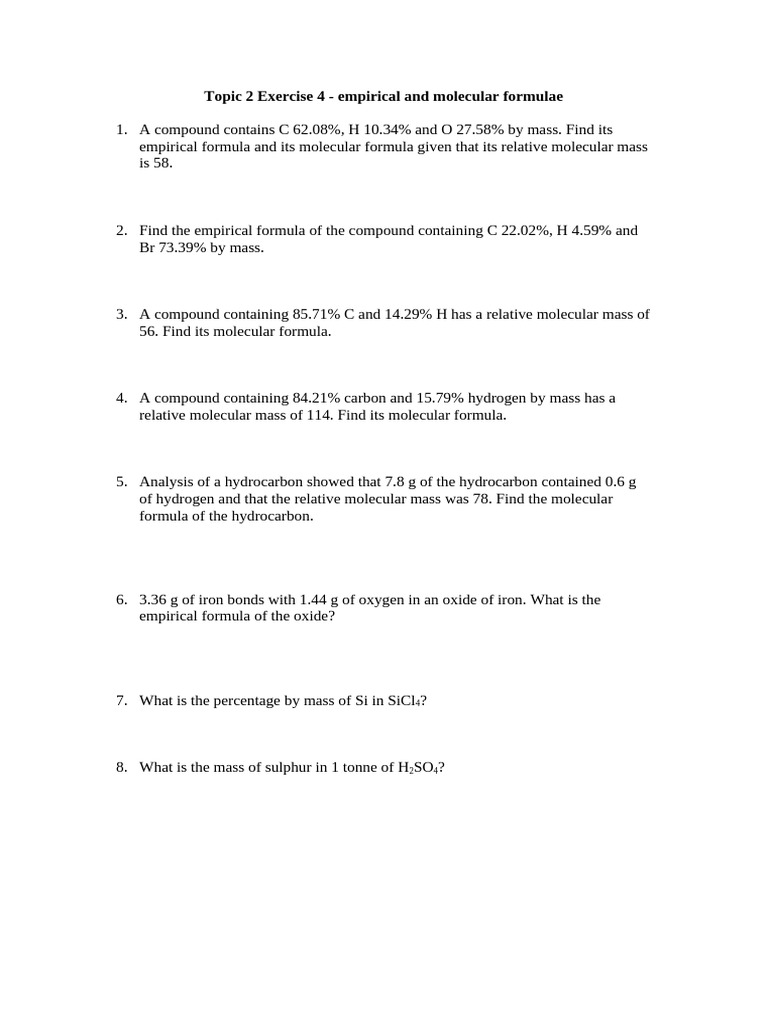Empirical Formulas | PDF