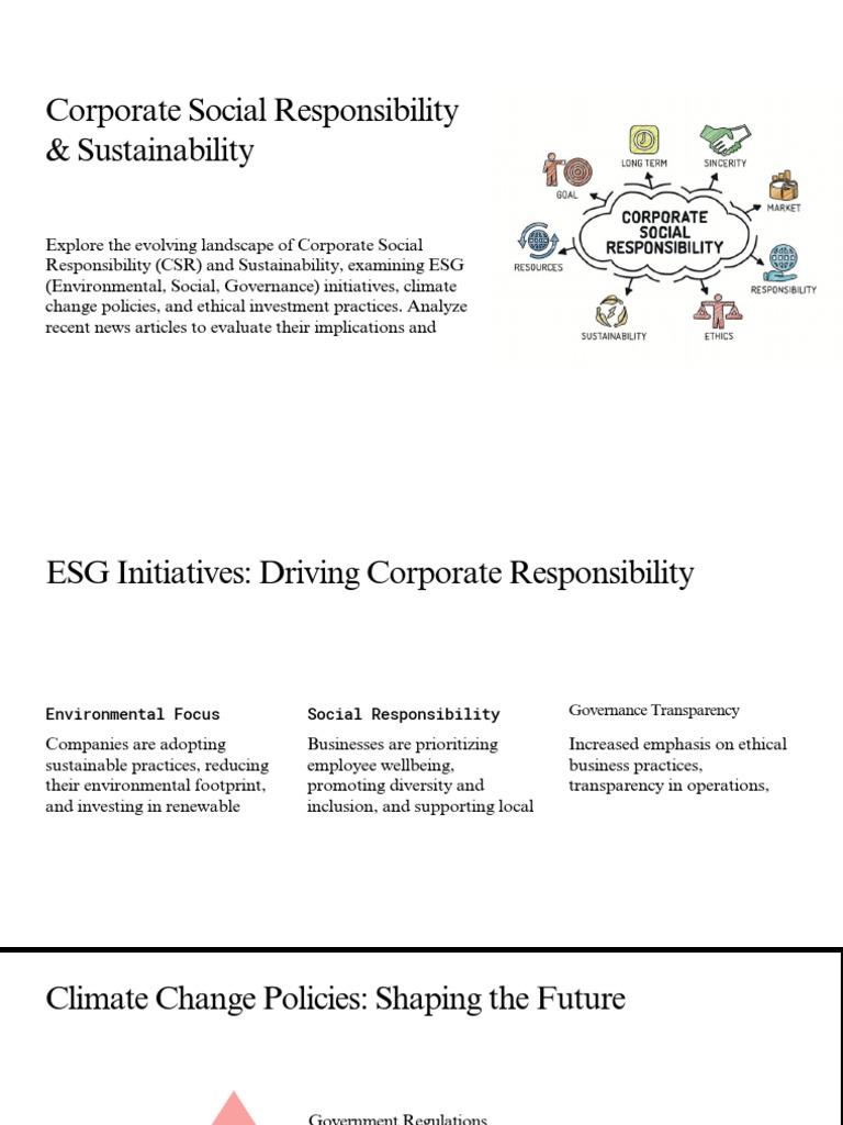 Corporate Social Responsibility and Sustainability | PDF | Corporate ...