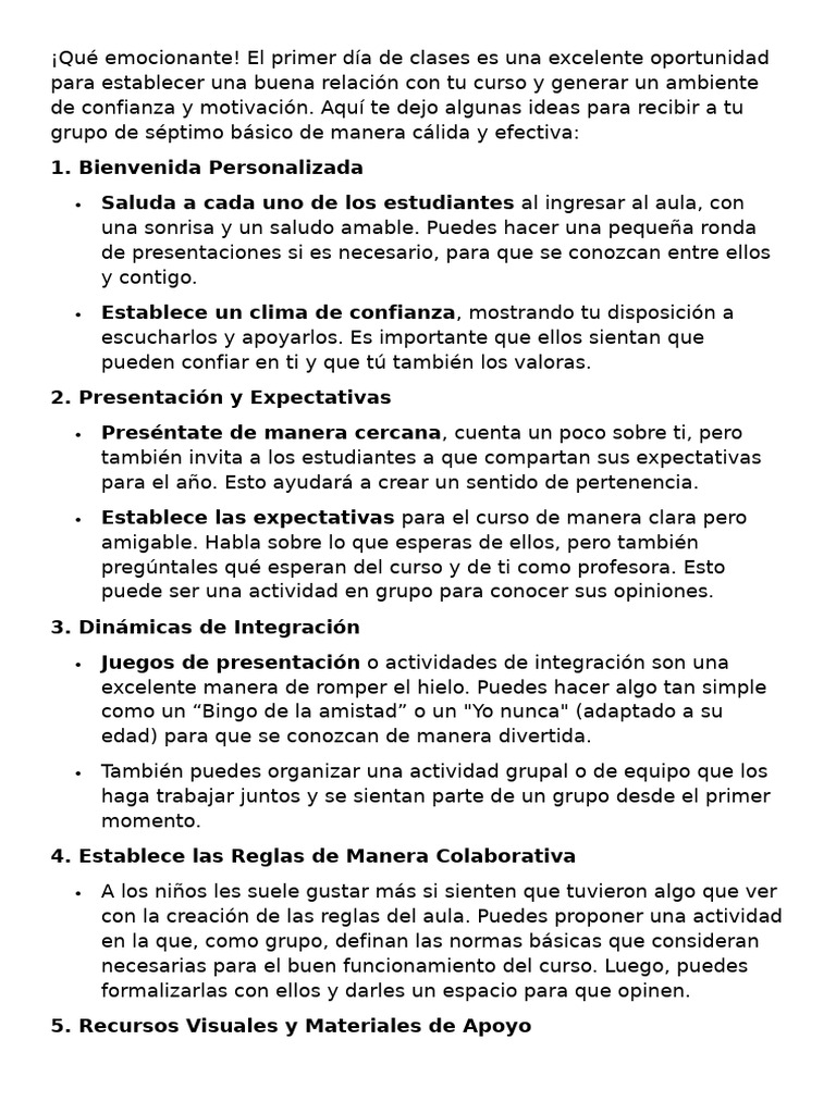 Actividad de Primer Día de Clases | PDF