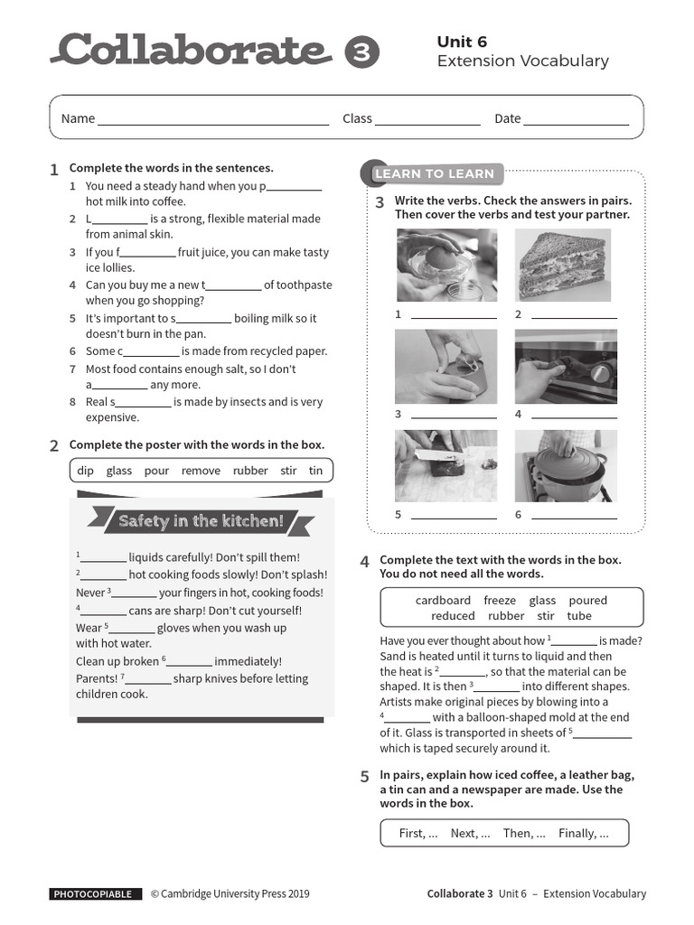 COL TRB3 Vocabulary Extension Unit 6 | PDF