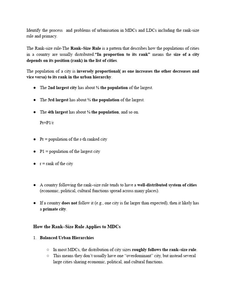 Primacy and Rank Size Rule | PDF | City | Slum
