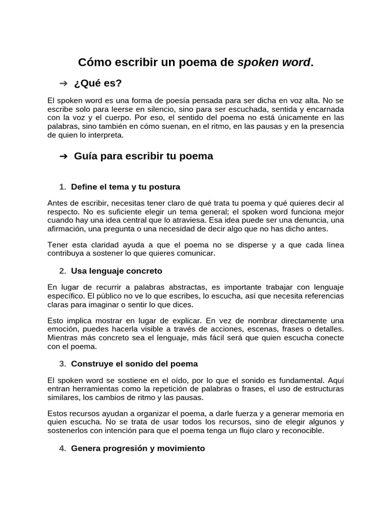 Cómo Escribir Un Poema de Spoken Word | PDF | Ritmo