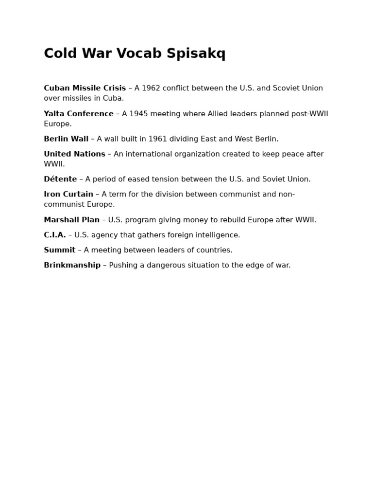 Cold War Vocab | PDF