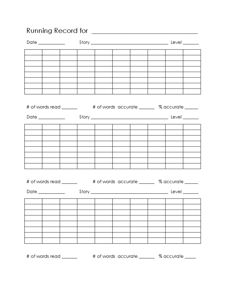 Running Record Assessment Template | PDF