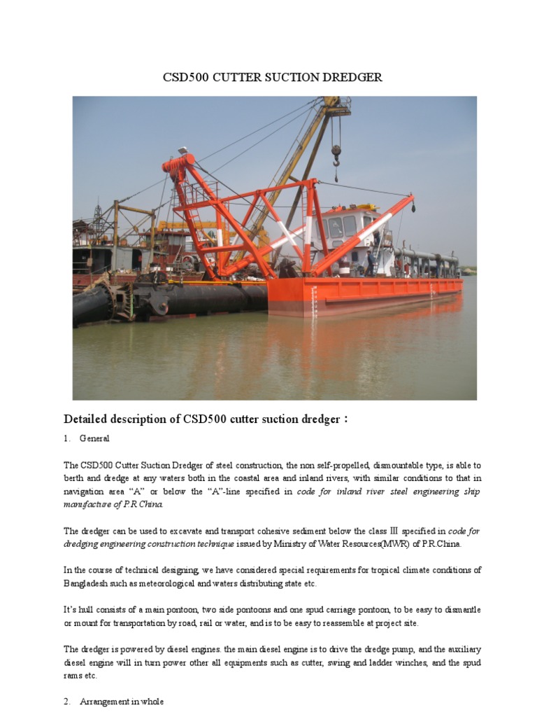 CSD 500 Spec | PDF | Dredging | Force