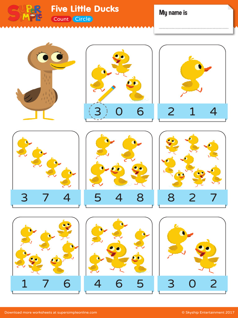 Five Little Ducks Worksheet Count Circle | PDF