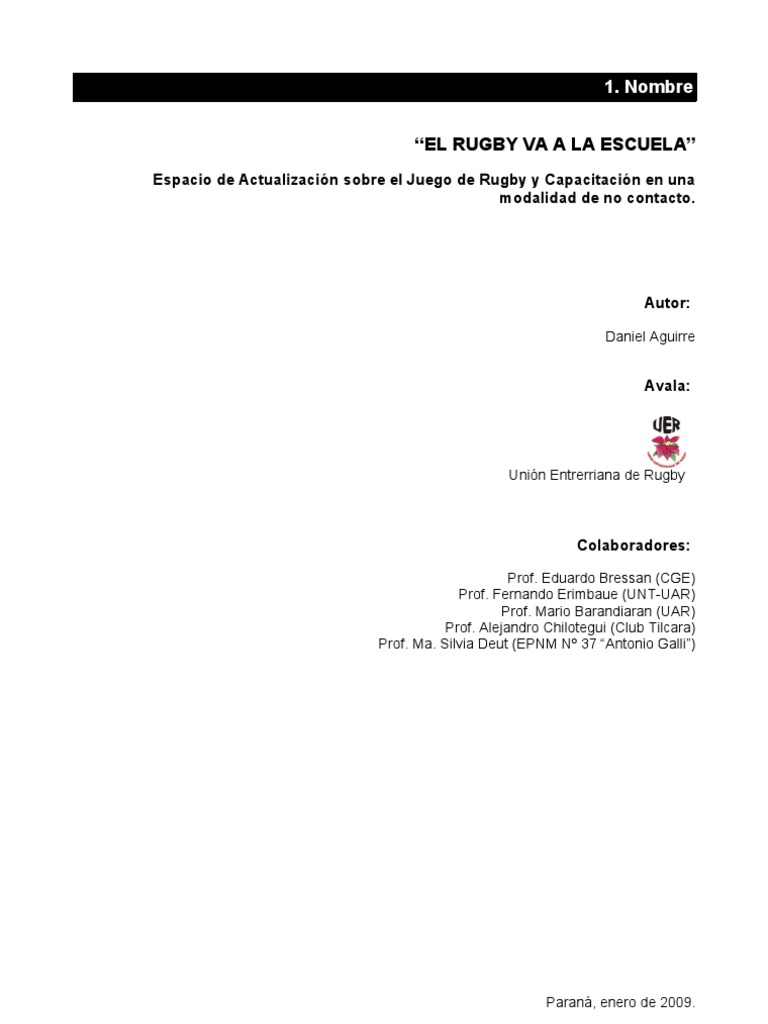 El Rugby Va A La Escuela - Draft | PDF | Fútbol rugby | Deportes