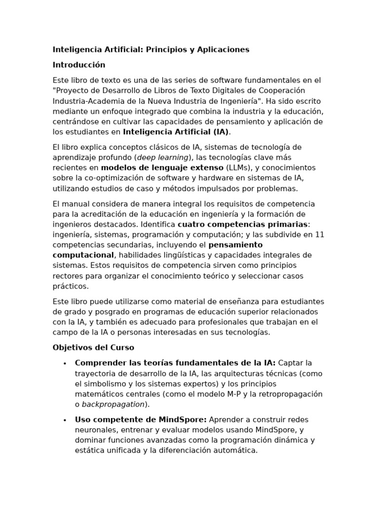 Inteligencia Artificial - Principios y Aplicaciones | PDF ...