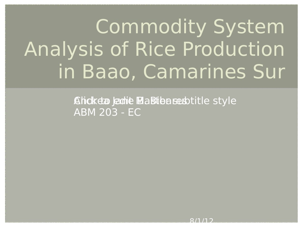 Commodity System Analysis of Rice Production in Baao | PDF | Rice ...