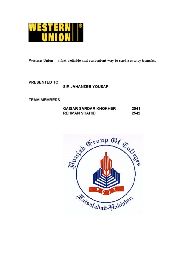 Western Union - A Fast, Reliable and Convenient Way To Send A Money ...