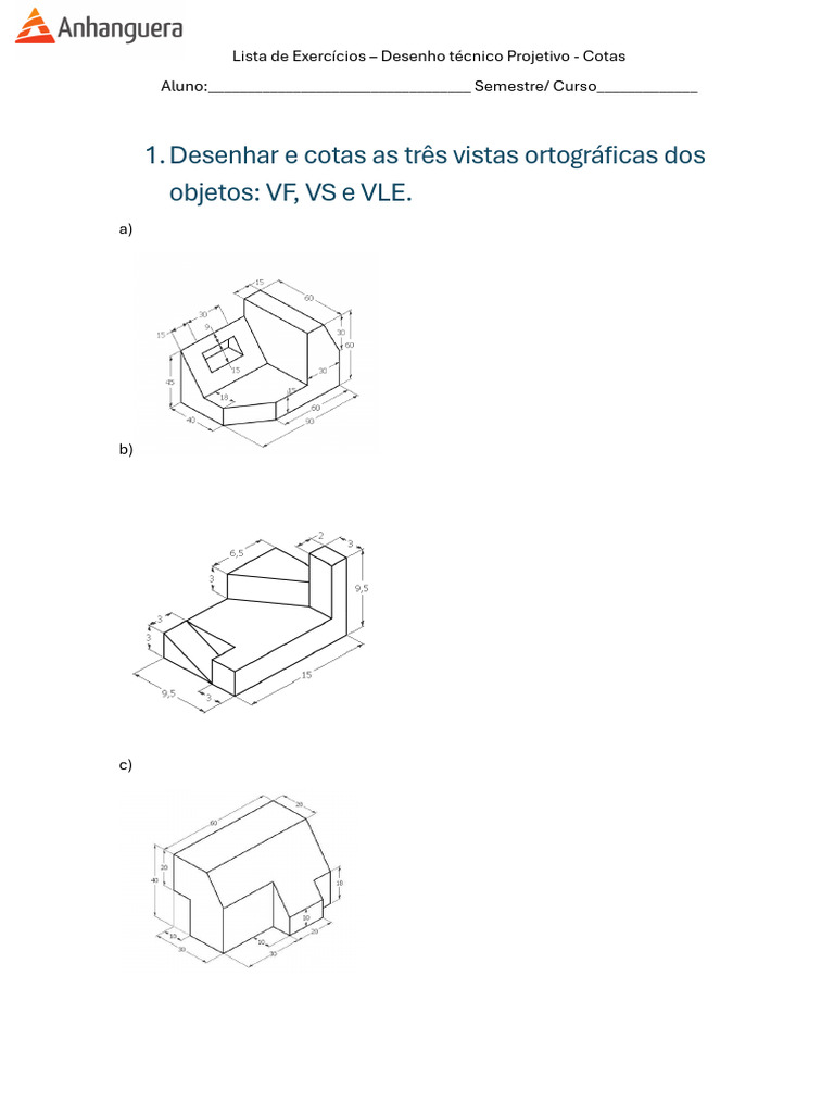 Lista de Exercícios - P1 - Cotas | PDF