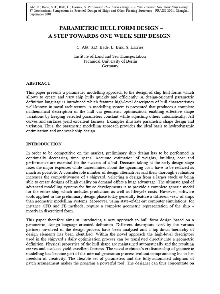 Parametric Hull Form Design | PDF | Naval Architecture | Mathematical ...
