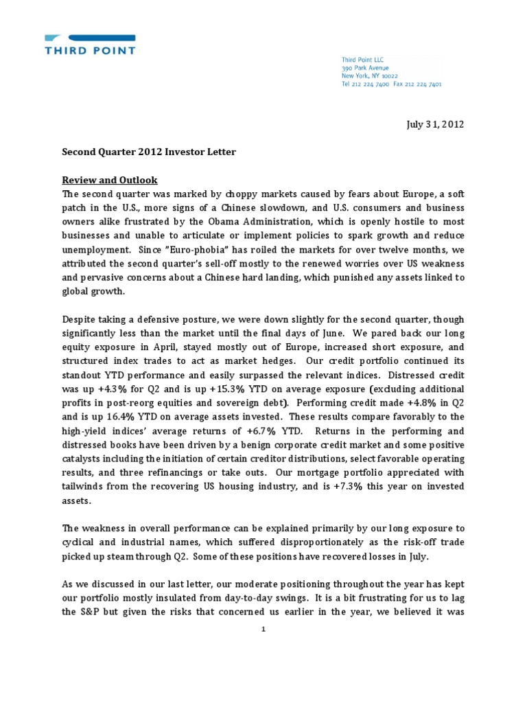 Q2 2012 Investor Letter Overview | PDF | Stock Market Index | Investor