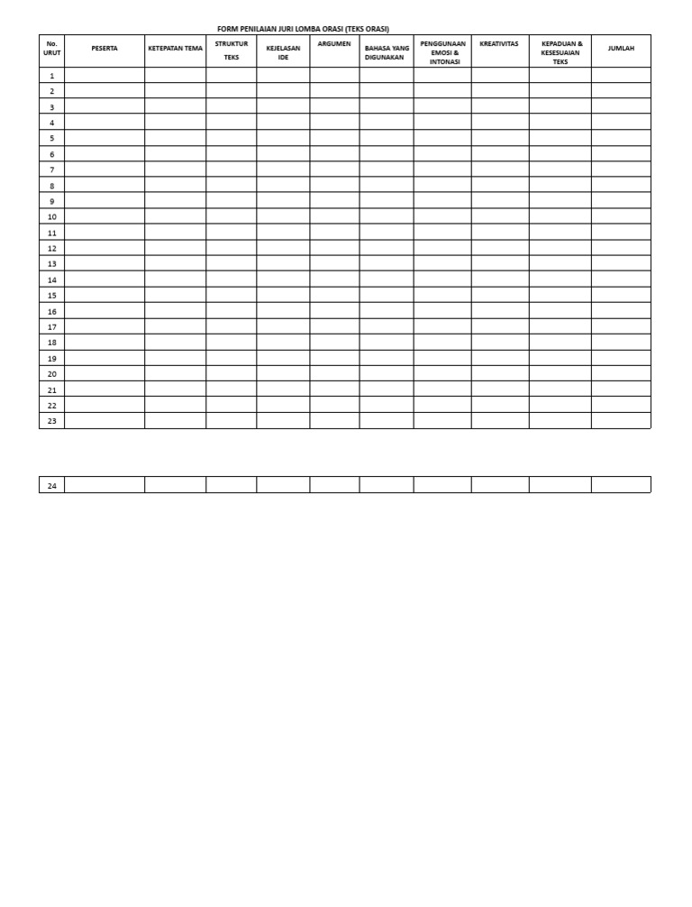 Form Juri Orasi (Teks Orasi) | PDF