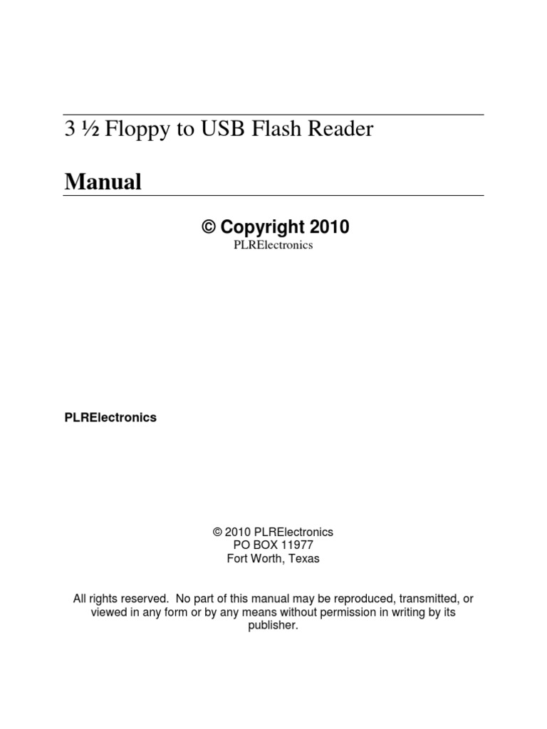 3 and A Half USB Reader Manual | PDF | Usb Flash Drive | Floppy Disk