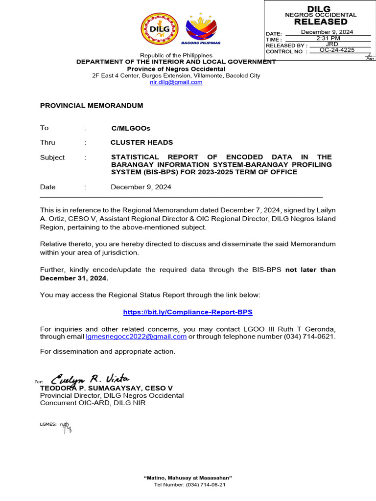 Guidelines in The Establishment of The Barangay Profile System (BPS ...