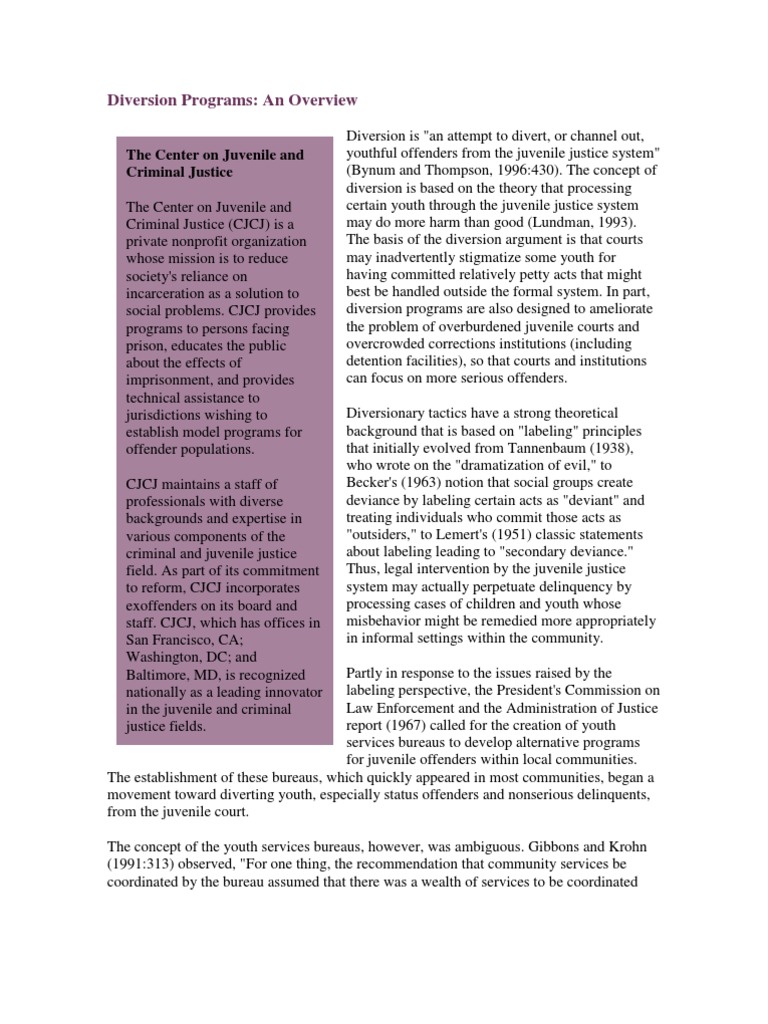 Diversion Programs An Overview | Download Free PDF | Juvenile ...