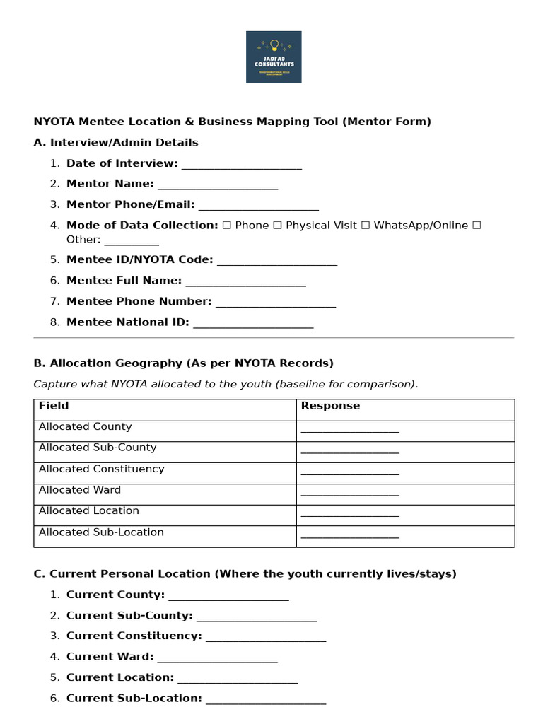 Mentee Tracking Form | PDF | Mentorship