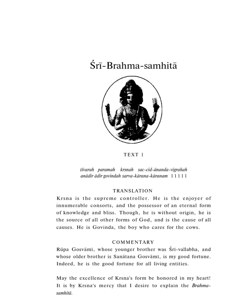 Brahma-Samhita - Jiva G | PDF | Brahman | Krishna