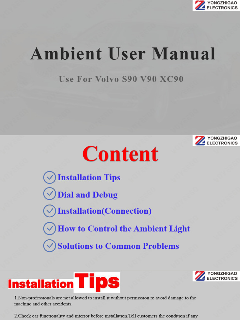 Volvo S90 V90 XC90 Ambient Lighting Installation Tips | PDF ...