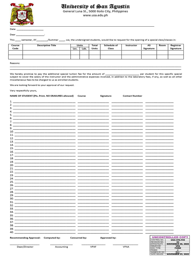 USA-VPA-F05. Special Class Form v3 11.28.2022 | PDF | Chess Theory | Chess