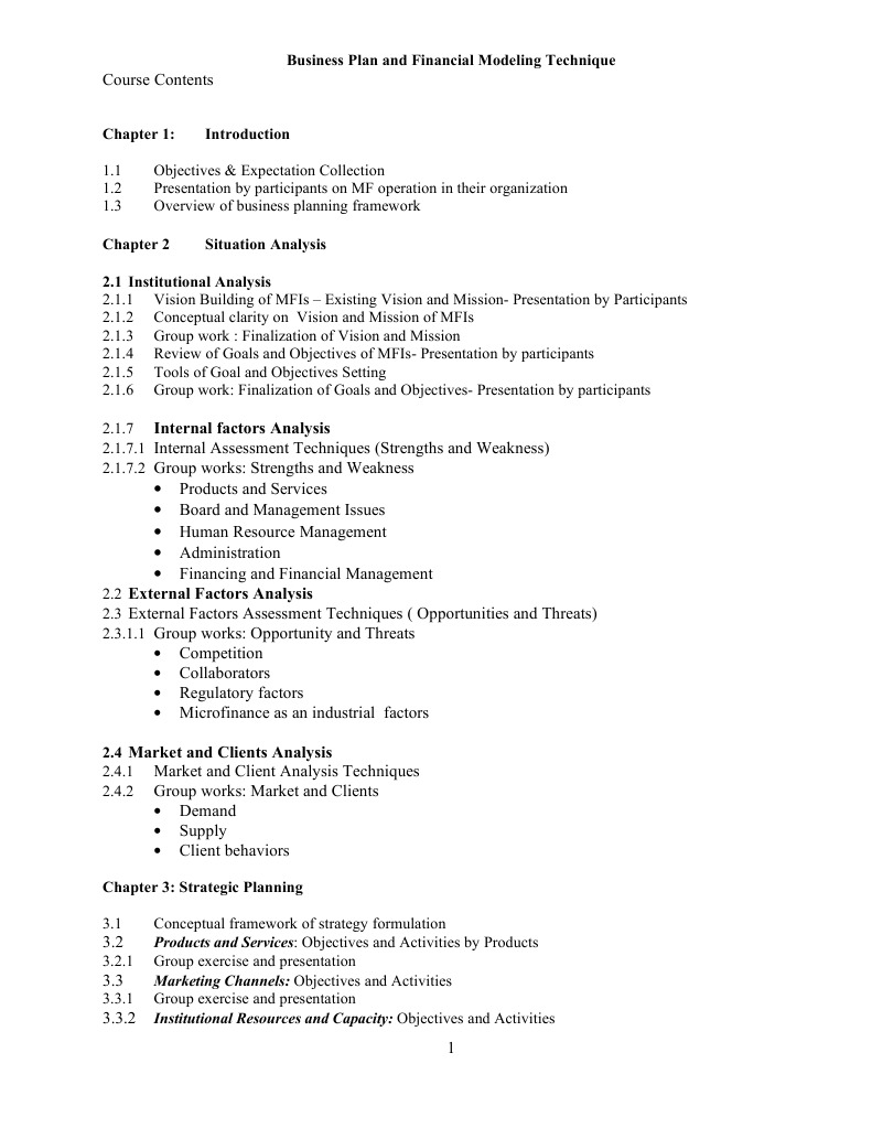 Business Plan and Financial Modeling Course | PDF | Business Plan | Policy
