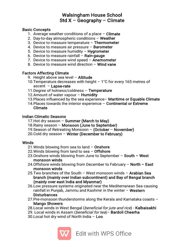 Basic Concepts Climate | PDF