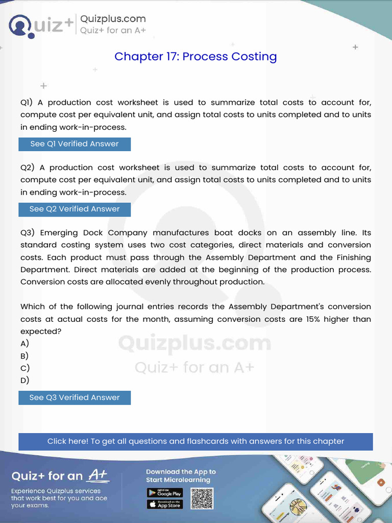 A Production Cost Worksheet Is Used To Summarize Total Costs To Account ...