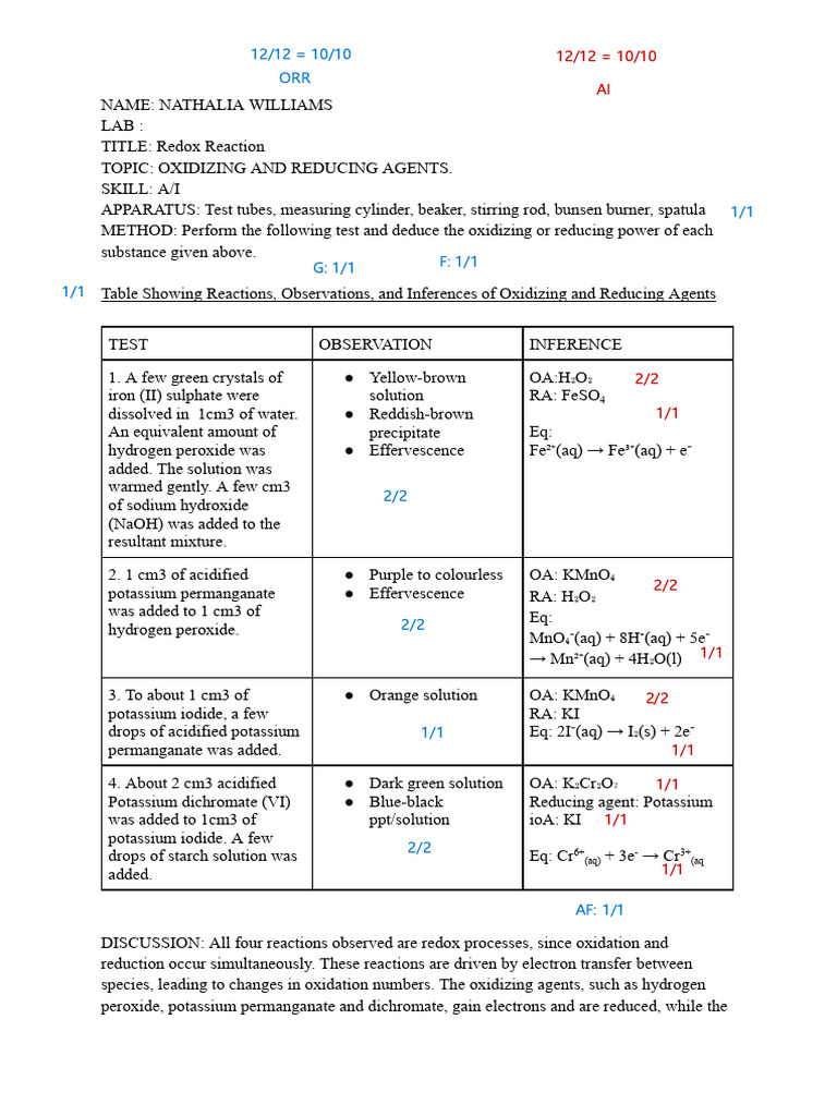 Redox Chem Lab . | PDF