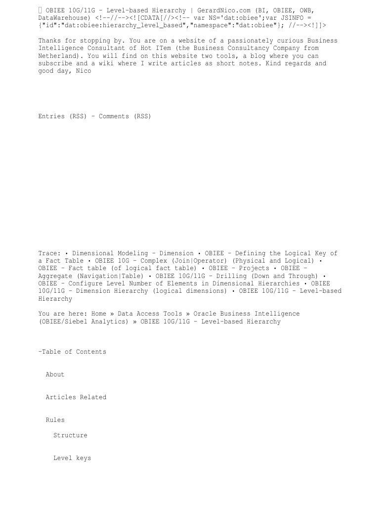 OBIEE 10G-11G - Level-Based Hierarchy GerardNico - Com (BI, OBIEE, OWB, DataWarehouse) | PDF ...