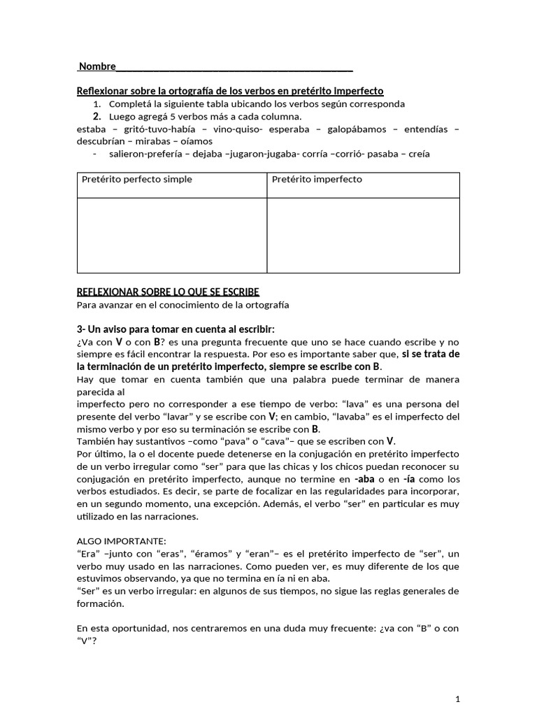 Modulo para Viaje-Reflexionar Sobre La Ortografía de Los Verbos en ...