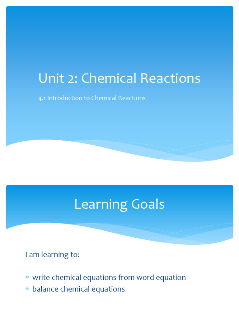 Lesson 1 - Intro To Chemical Reaction & Balancing Equations | PDF ...