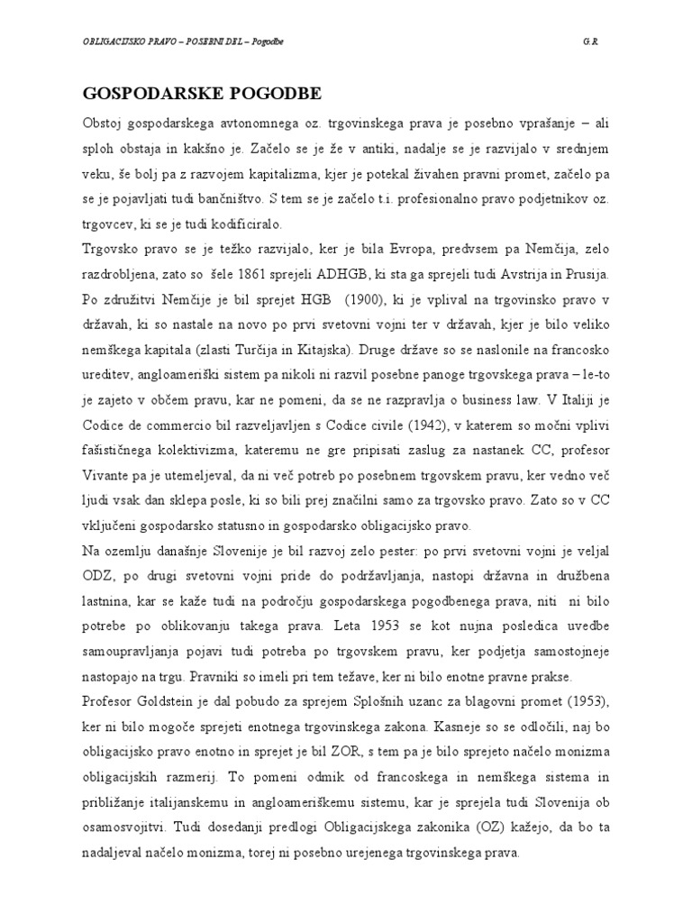 Obligacije - Posebni Del | PDF