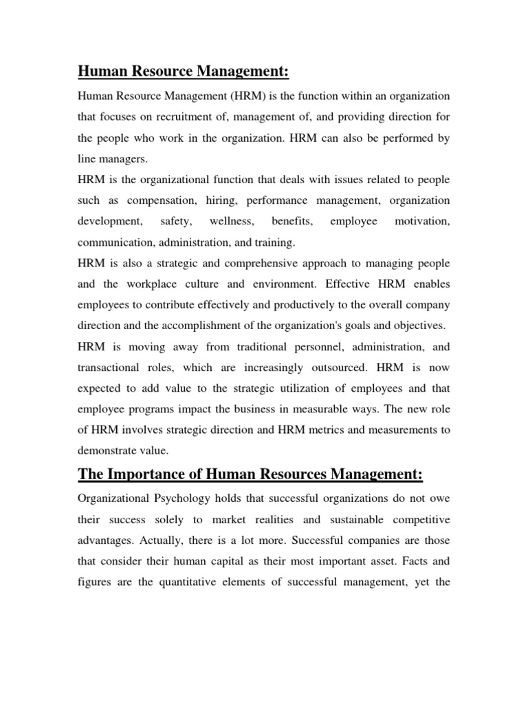Human Resource Management | PDF | Compensation And Benefits | Human ...