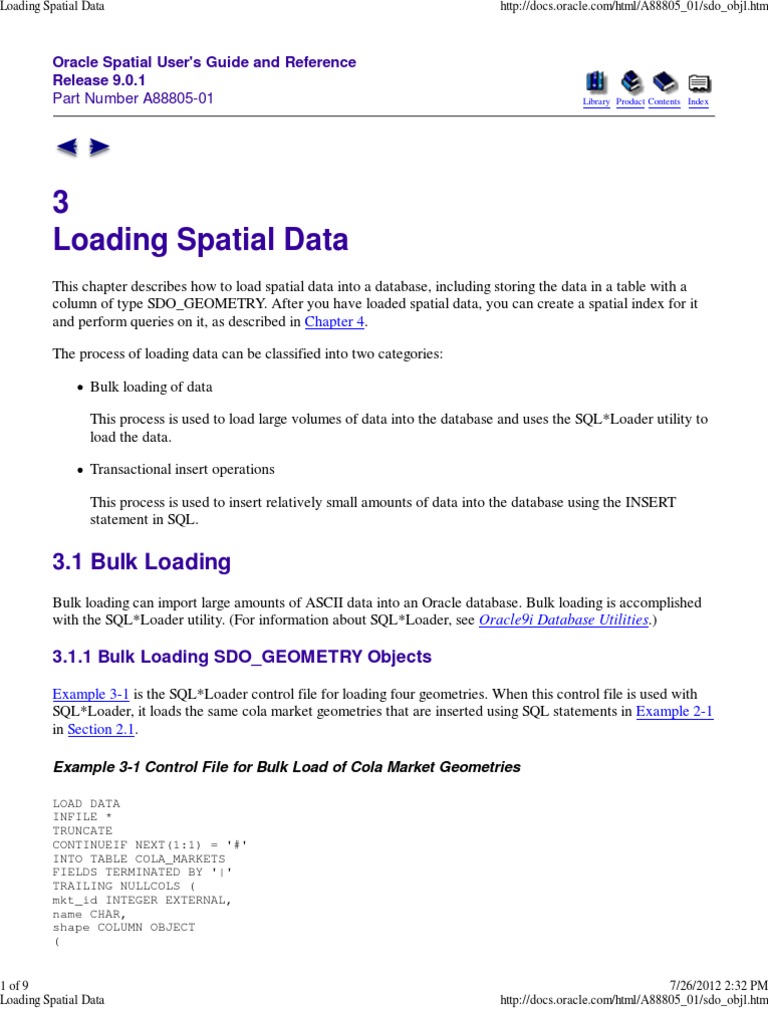 Loading Spatial Data | PDF | Sql | Pl/Sql