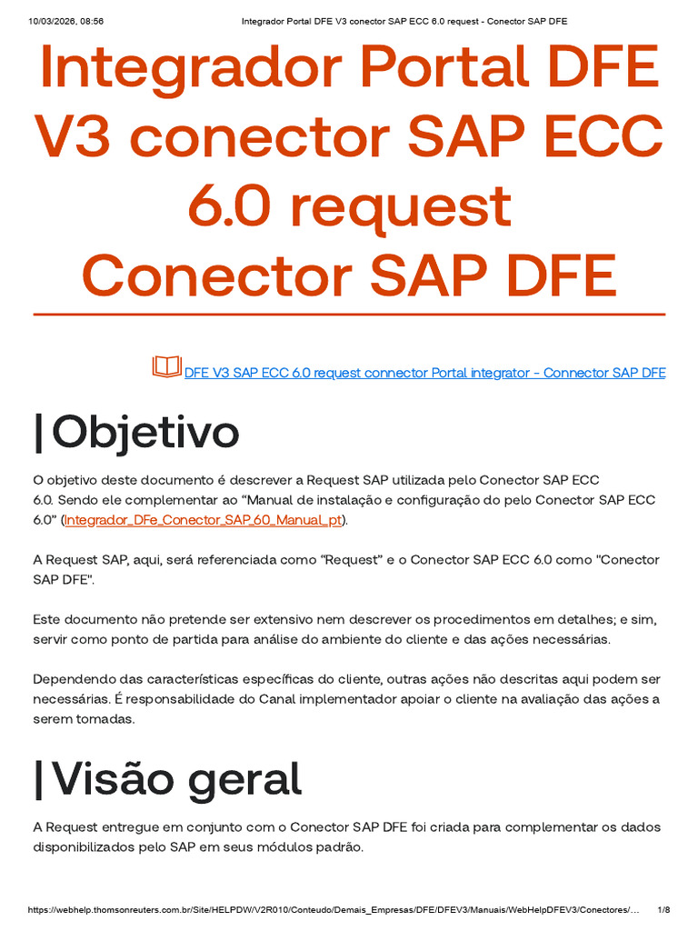 Integrador Portal DFE V3 Conector SAP ECC 6.0 Request - Conector SAP ...