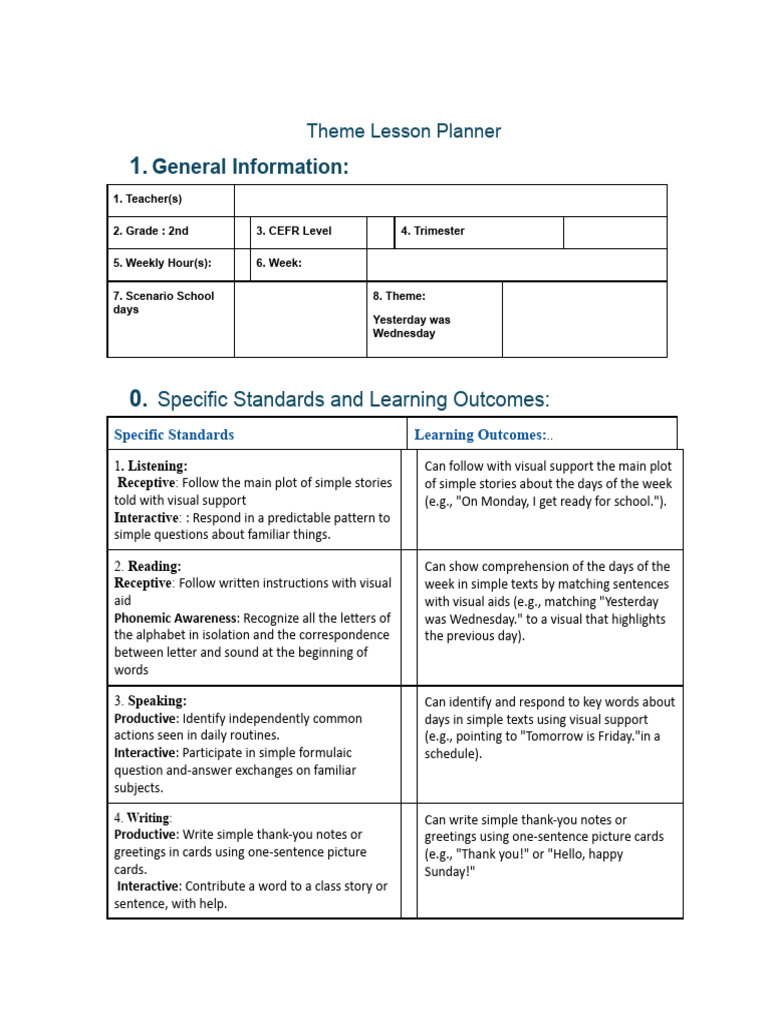 2ND-Lesson Plan 2nd Grade. Scenario 1. | PDF | English Language ...
