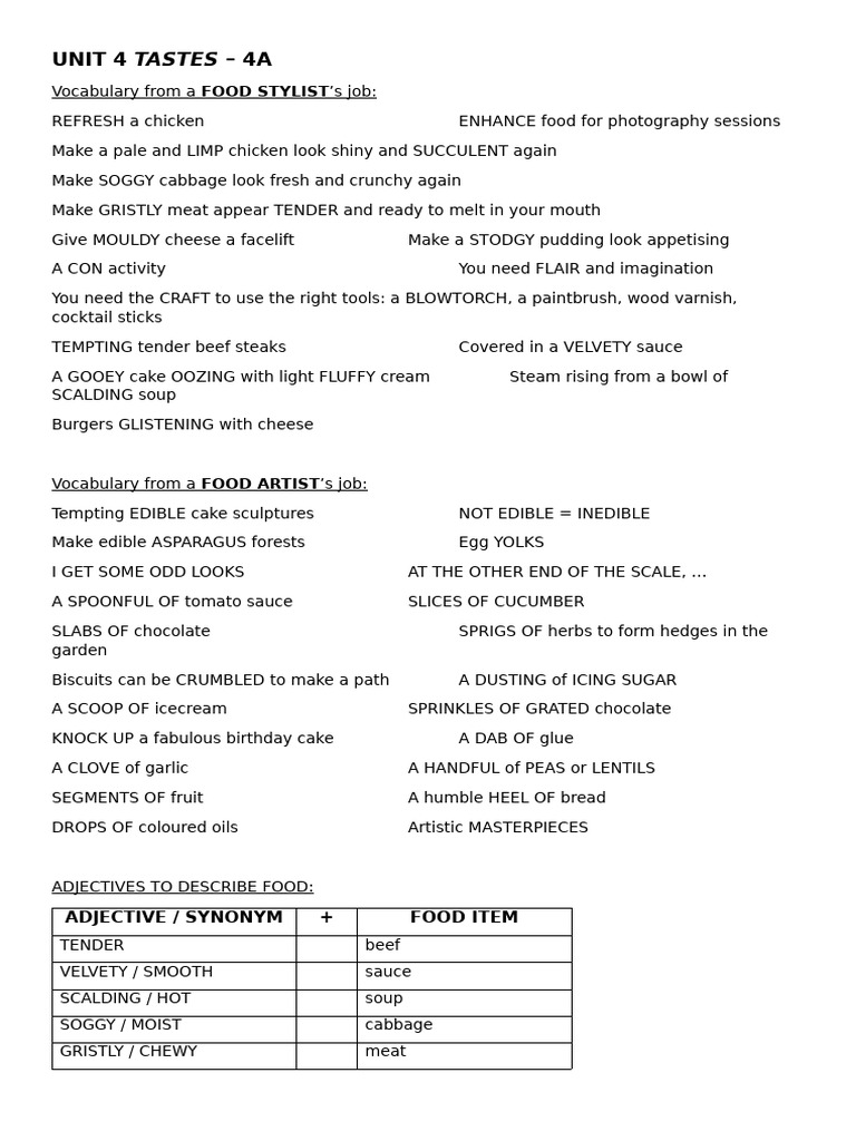4a Vocabulary | PDF