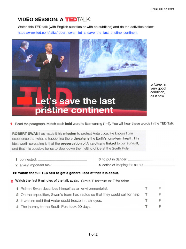 Class 6 - Video Session - TED Talk | PDF