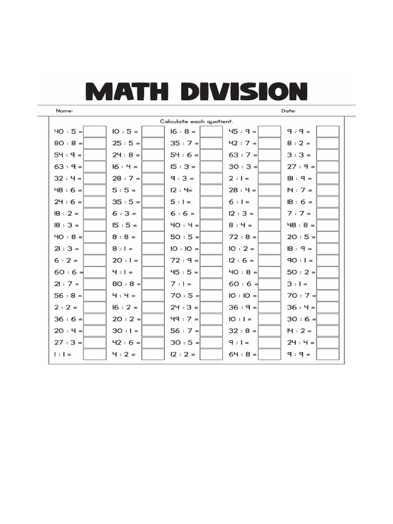 Math Division Worksheets 100 Problems 692312.Jpg | PDF