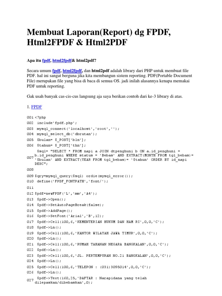 Membuat Laporan PDF Dengan HTML2PDF | PDF