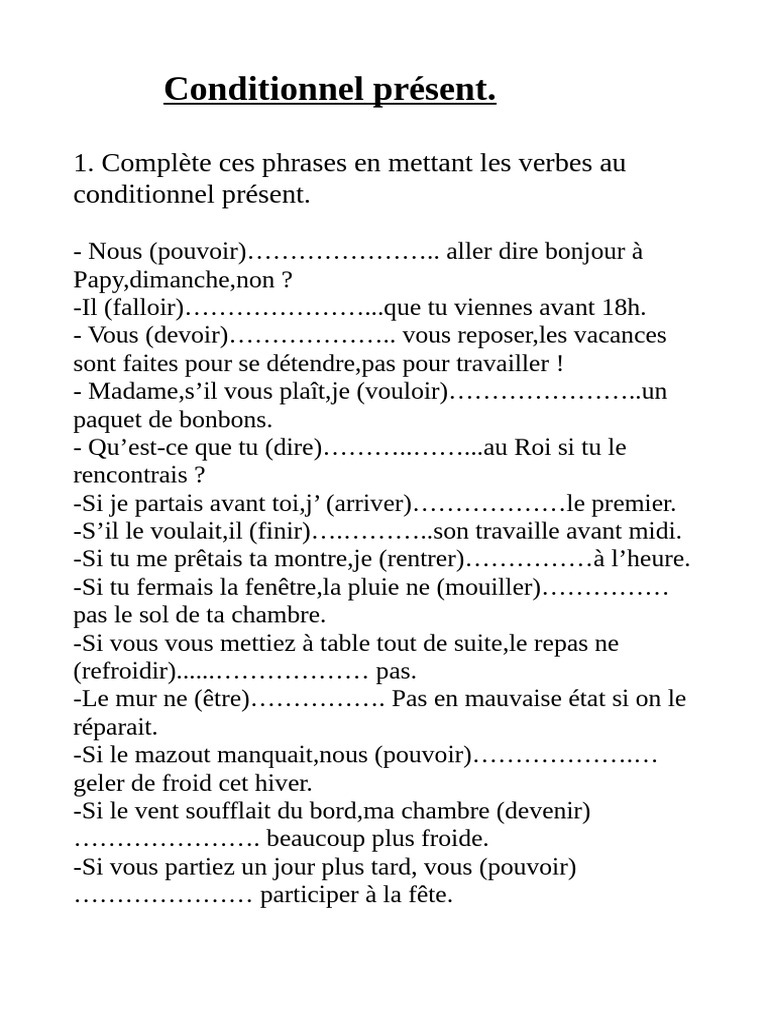 Le Conditionnel Présent. | PDF