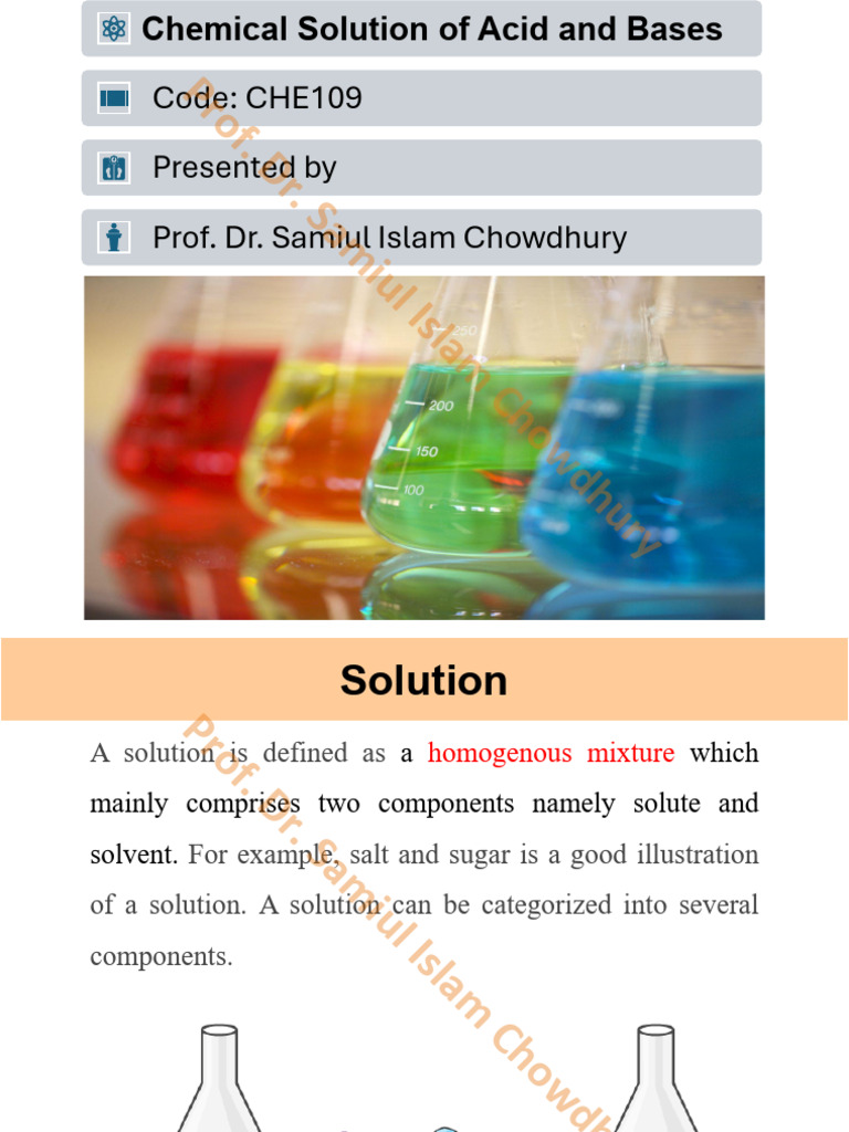 Chemical Solution of Acids and Bases | PDF